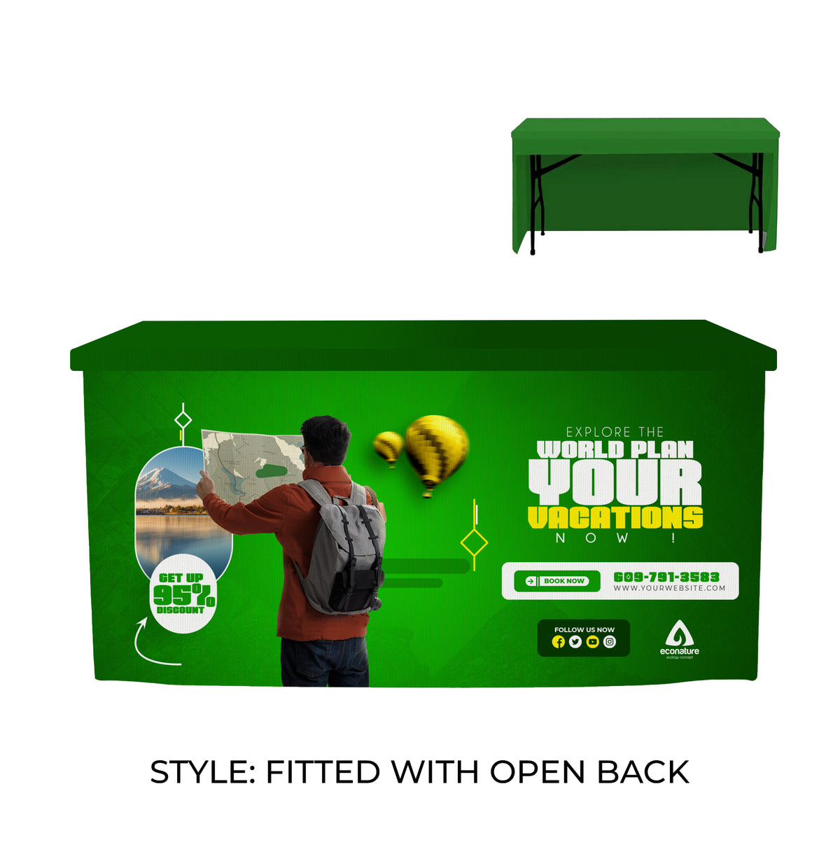 4’ RPET Table Cover FITTED | Vu Line Direct. More Money in Your Rocket!