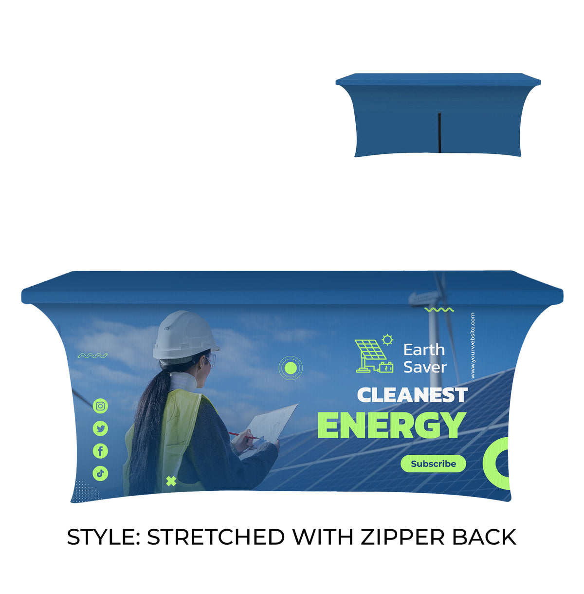 6’ RPET Table Cover STRETCHED | Vu Line Direct. More Money in Your Rocket!