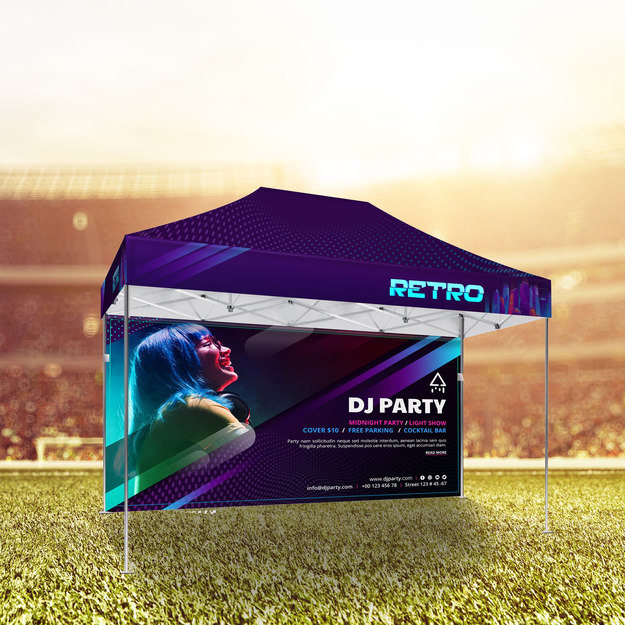 10x15 Premium Tent w/ Full Color Canopy and Back Wall | Vu Line Direct ...